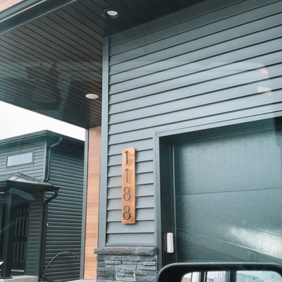 Black House Numbers on Wood, Modern House Number Sign, Metal House ...