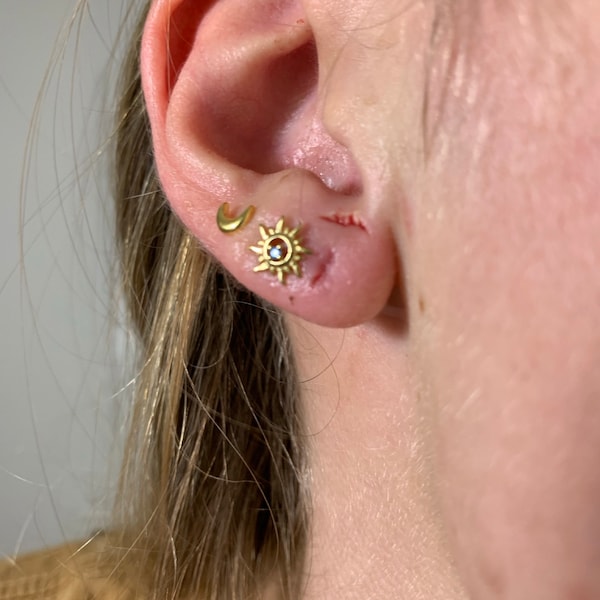 Sun Studs • Dainty Earrings • Sun Stud Earrings • Gold Sun Earrings ...