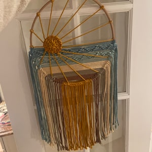 Rustic Macrame Wall Art, Painting of Macrame Beach and Sun on the Wall ...