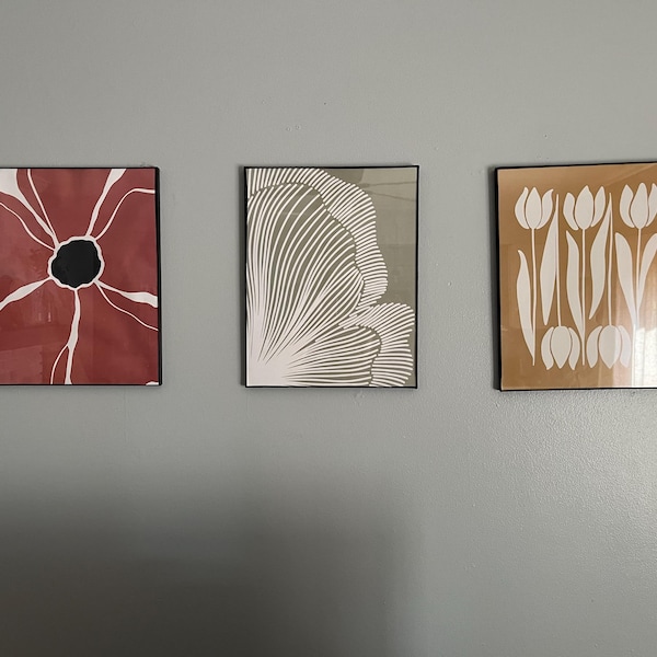 Abstract Plant Art, Beige Black Wall Art, Printable Wall Art, Mid ...