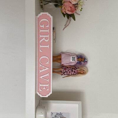 GIRL CAVE Pink Novelty Vintage Street Road Sign Gift Indoor Home Decor ...