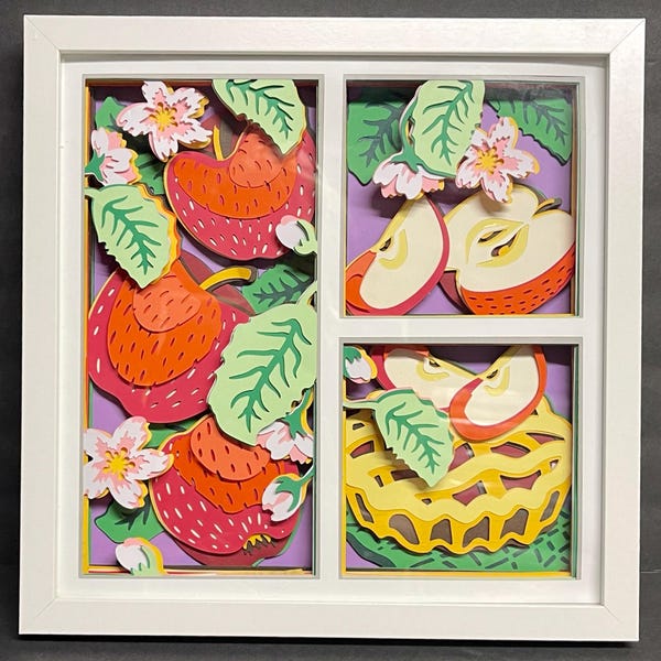 3D SVG Apples Shadow Box SVG, 3d SVG Apples Shadow Box, Summer Shadow ...