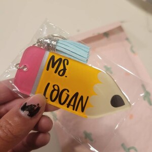 Custom Teacher Pencil Keychain - Etsy