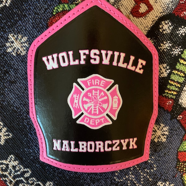 CUSTOM LEATHER Shield Front Patch Plaque Custom Made Leather Fireman ...