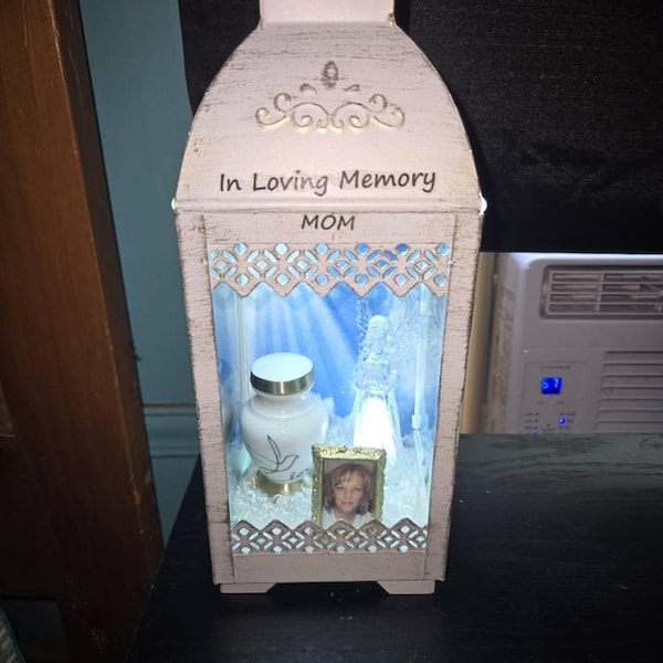 Personalized Memorial Lantern, Victorian Style, LED Light, Urn Display ...