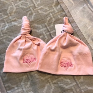 Triplet Baby Hats Personalized Embroidery on American | Etsy