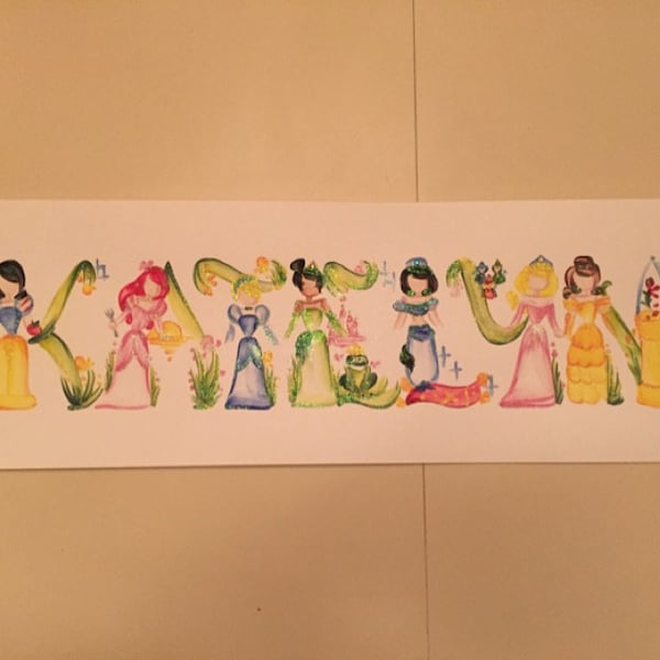 Custom Disney Inspired Princess Name Painting - Etsy