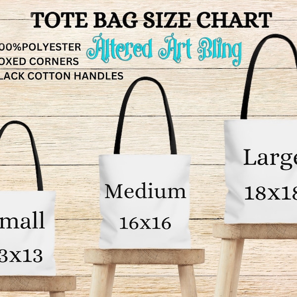 AOP Tote Bag Mockup Bundle With Size Chart, AOP Tote Bag Mock up , Tote ...