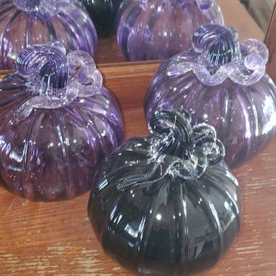 Deep Purple Handblown Decorative Glass Pumpkin - Etsy
