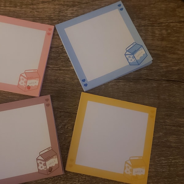 Milk Carton Memo Pad | Cute Kawaii Handmade Notepad | Milk/strawberry ...