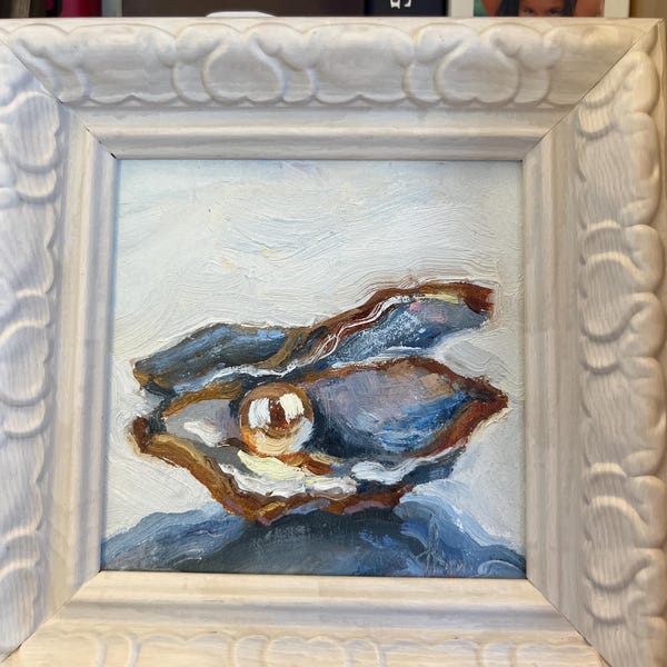 Sardine Oil Painting Food Still Life Original Fish Artwork in Frame for ...