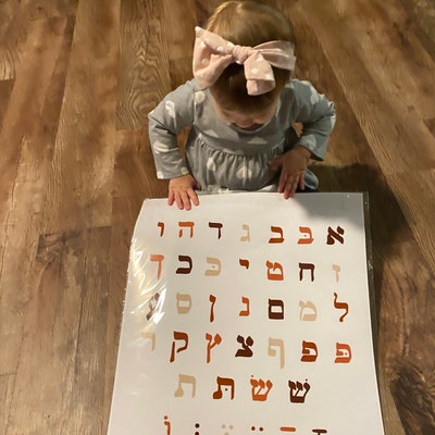Aleph Beis Chart Earth Tones Hebrew Letter Poster Nekudos - Etsy
