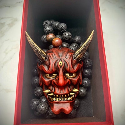 Japanese Hannya Mask: Crying Hannya, White and Black Samurai Mask ...
