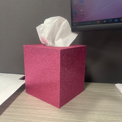 SILVER GLITTER & DIAMOND Wrap Tissue Box Cover-fine Glitter-w/silver ...