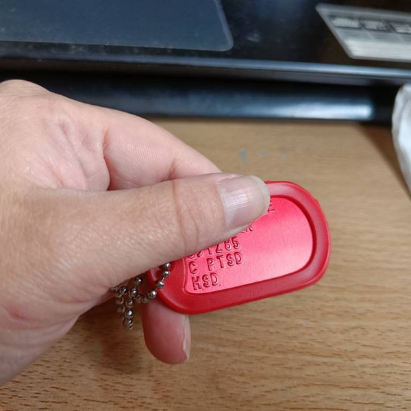 Red Medical ID Star of Life Army Dog Tags With Steel Chains & Red ...