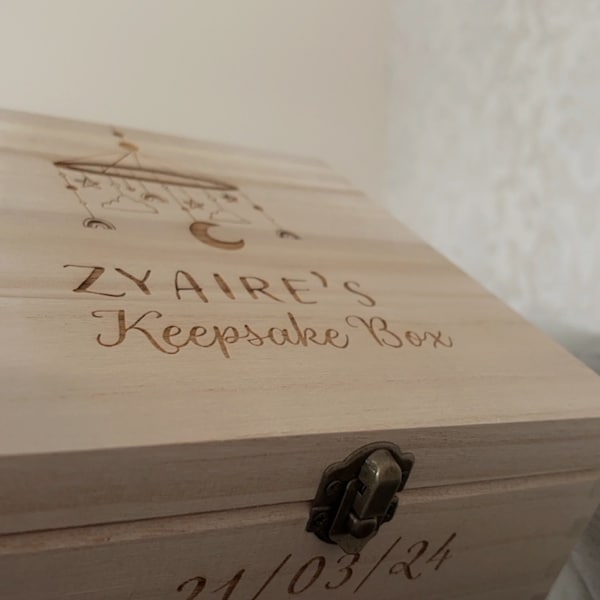 New Baby Wooden Personalised Keepsake Box, New Born Baby, Luxury Baby ...