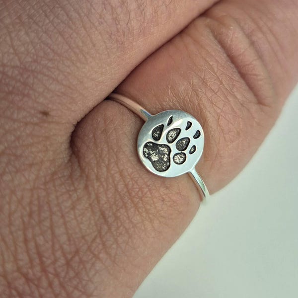 Custom Paw Print Ring, Dog Cat Paw Ring, Pet Memorial Gift, Baby ...