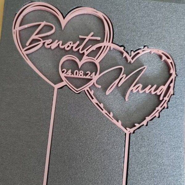 Gold Cake Topper With Hearts for Wedding, Date Cake Topper, Cake Topper ...