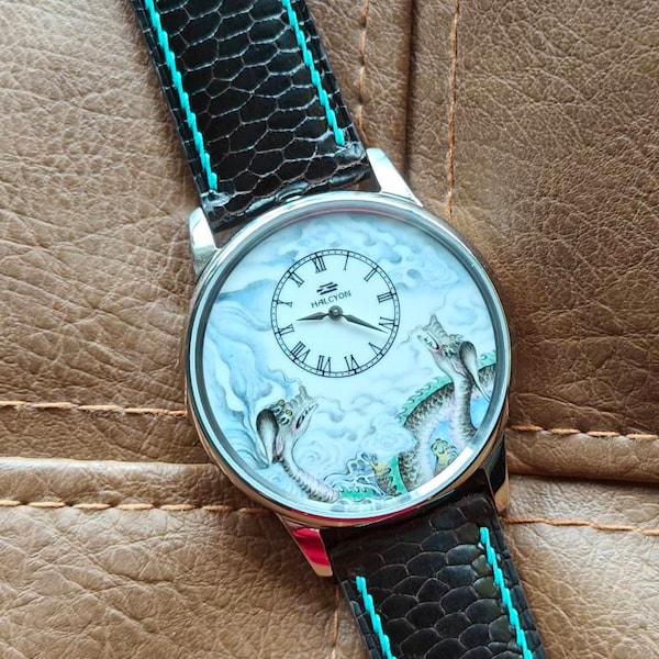 Bespoke Racing Rally Navy Mix Red Epsom Leather Watch Strap, Slim Watch ...