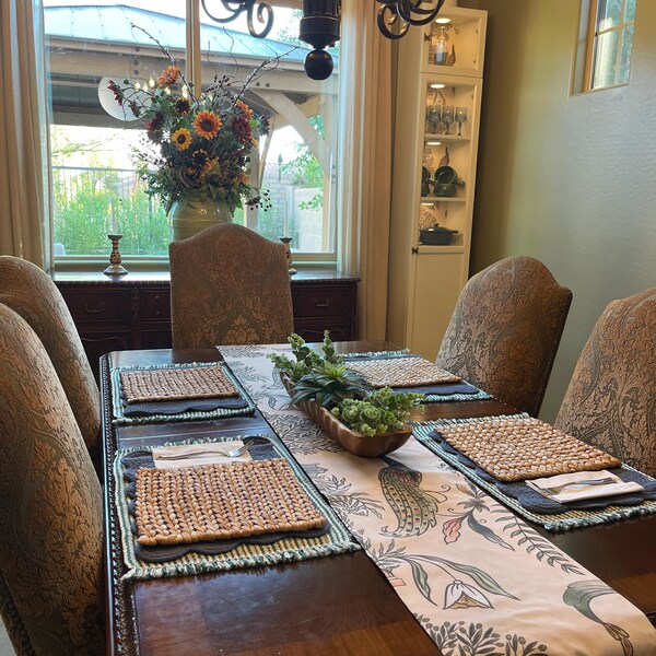 Handwoven Sunny Farmhouse Picnic Placemats, Set of 2, Yellow & White ...