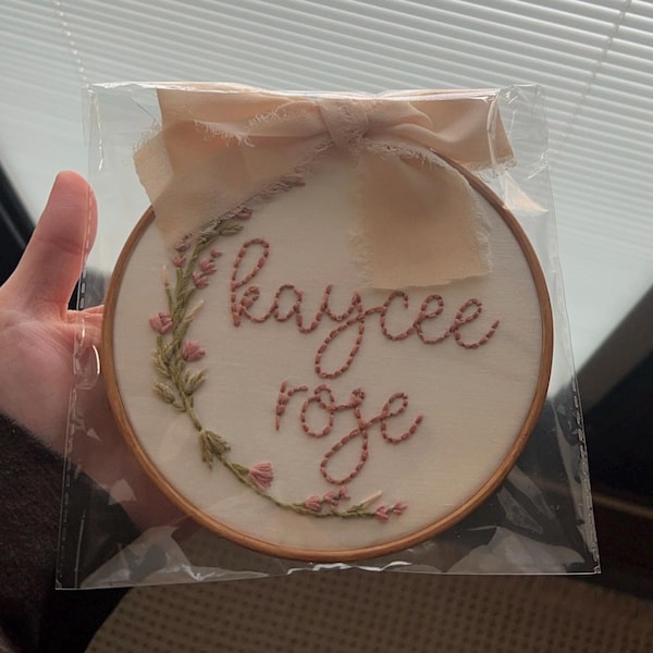 Hand Embroidered Name Hoop, Personalized Embroidery Hoop, Baby Name ...