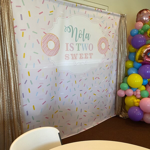 TWO Sweet Birthday Backdrop | Donut Backdrop | Sweet ONE Backdrop ...