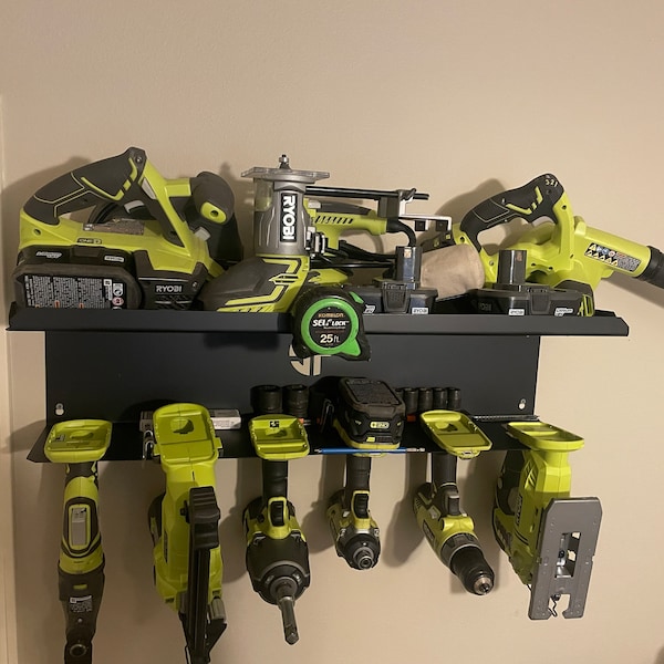 Metal Power Tool Rack, Heavy Duty Storage Shelf, Tool Organization ...