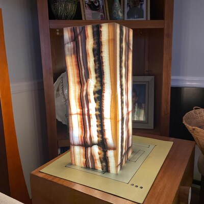 2 Onyx Lamps / Onyx Table Lamps / Stone Lamps / Nightstand Lamps / Desk ...