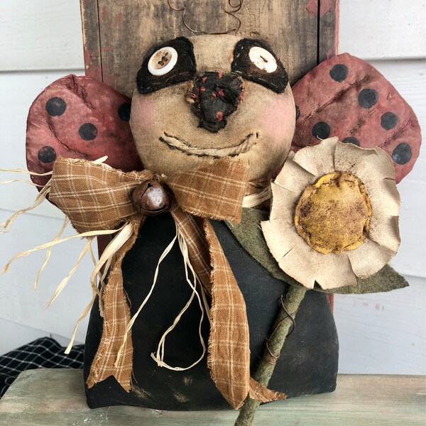 Lulu Ladybug Epattern...primitive Country Bug Spring Summer Cloth Doll ...