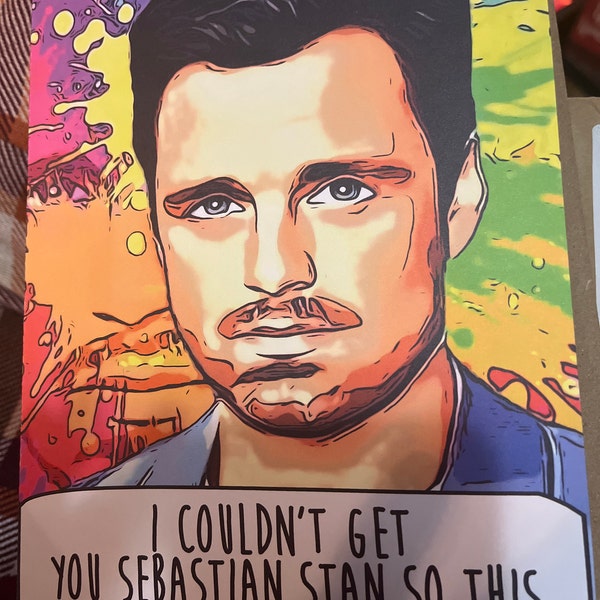 Sebastian Stan Birthday Card, Funny Birthday Card, - Etsy