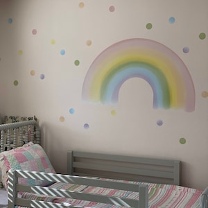 Rainbow Wall Decals, Pastel Girl Room Stickers, Rainbow and Polka Dots ...