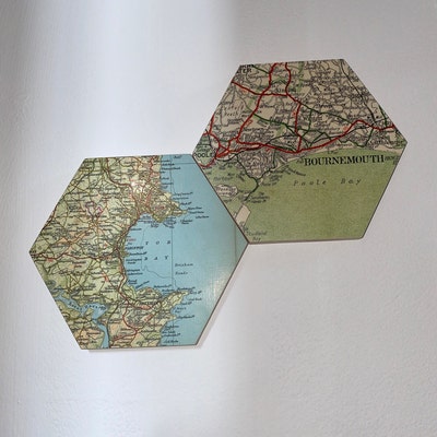 World Map Wall Art Hexagon Map Wall Art Personalised Home Decor Gift ...