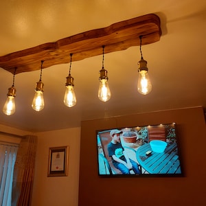 Rustic 3/5 Pendant Wooden Plank Light | Etsy UK