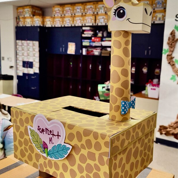 Giraffe Valentine Box Kit | DIY Printable Box Decor Kit for Valentine's ...