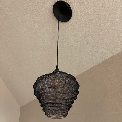Metal Wire Mesh Pendant Lamp Shade MONDU Black Kitchen Island Light ...