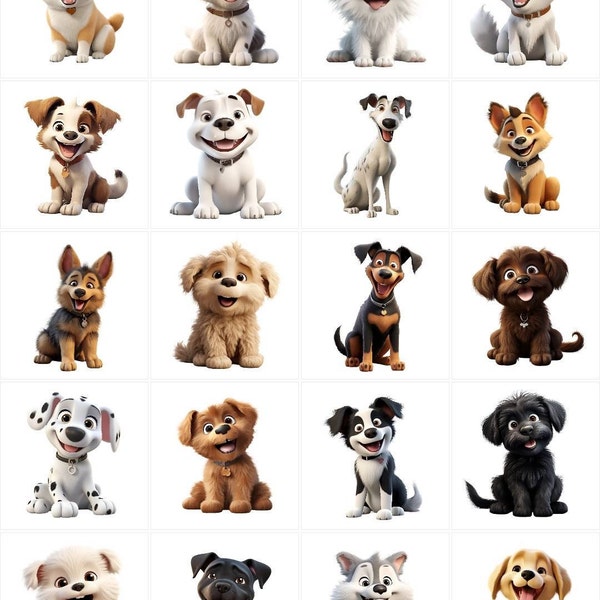 Cute Dogs Clipart Bundle, Cute Puppy PNG, Cartoon Dog, 27 High Quality ...