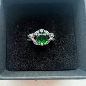 Elven Wedding Ring, Elven Engagement Ring, Dark Elven Silver Natural ...