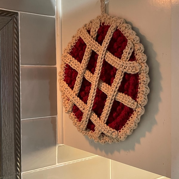 Cherry Pie Trivet Crochet Pattern | Kitchen Decor | Food-themed Crochet ...