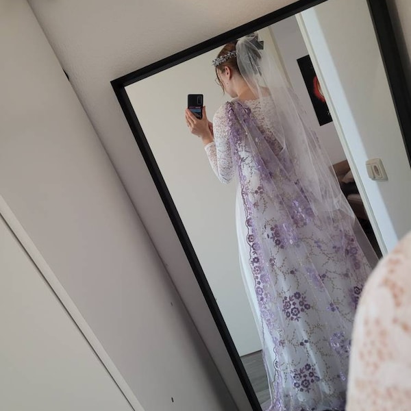 Bridal Cape Stars,moon Cape,celestial Wedding Cape,sequins Wedding Cape ...