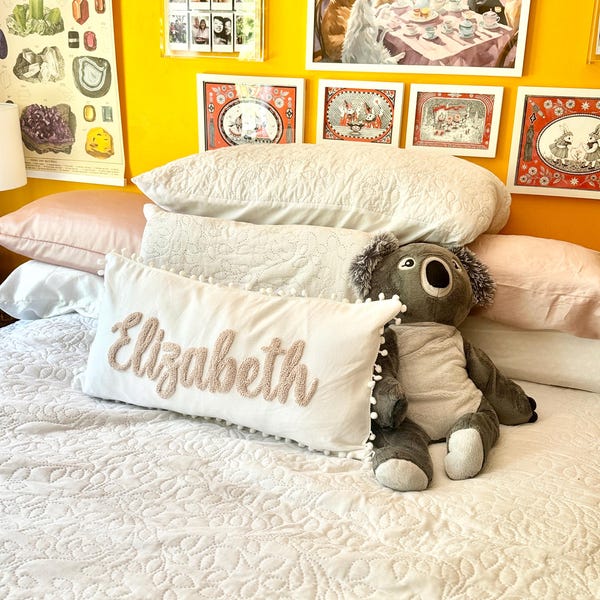 Personalized Name Punch Needle Pillow, Baby Shower Gift, Toddler ...