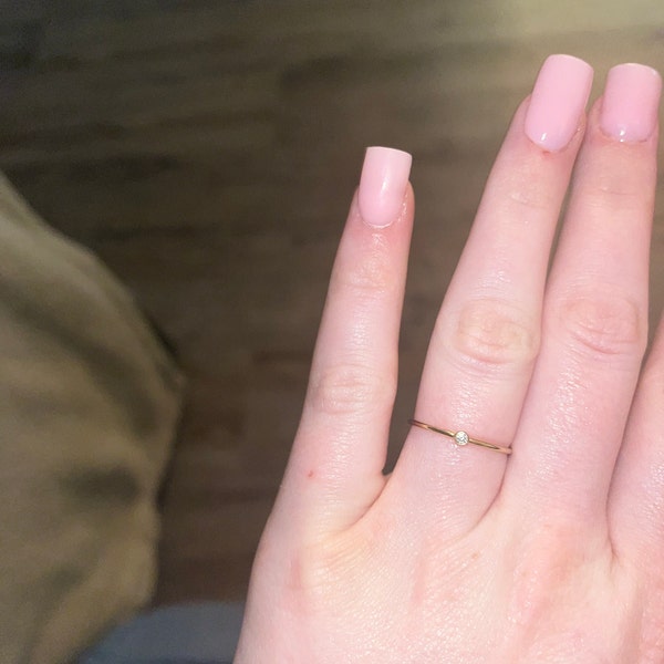 Gold Stack Ring, Mini CZ Stacking Ring, 14kt Gold Filled Band, Skinny ...