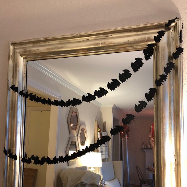 Black Bat Banner / Halloween Decorations / 6ft Black Bats Garland ...