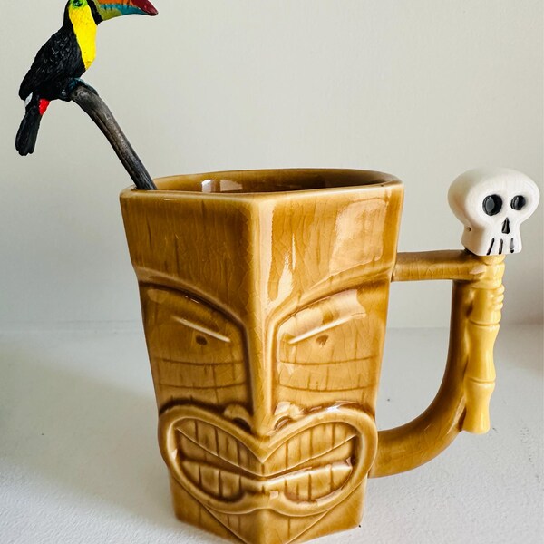 Tiki Swizzle Sticks, Moai and the Cannibal Handmade and Painted Paddle ...