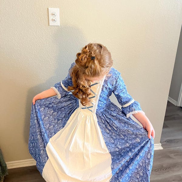 Handmade American Historical Colonial Pioneer Girl Clothing - Blue ...