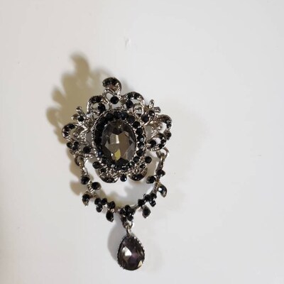 Camile's Gothic Brooch With Dark Rhinestones. Dangeling Element and ...