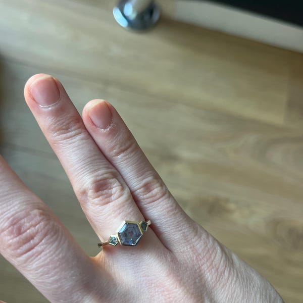 Bezel Hexagon Engagement Ring, Moissanite Wedding Ring, Statement Ring ...