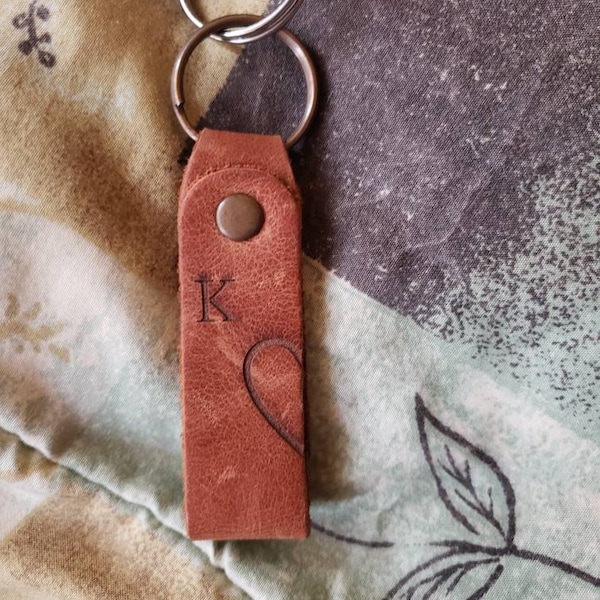 Personalized Leather Keychain, Custom Keychain for Men, Leather ...