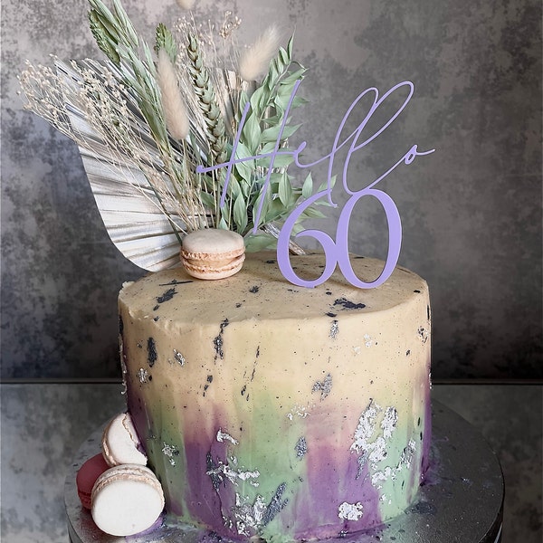 60 Cake Topper Sixty Topper Birthday Personalised 60th Cake Ideas Gold ...