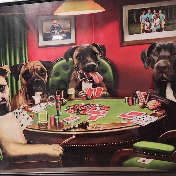 Custom Pet Portrait, Dogs Playing Poker, Custom Multi Pet Portrait ...