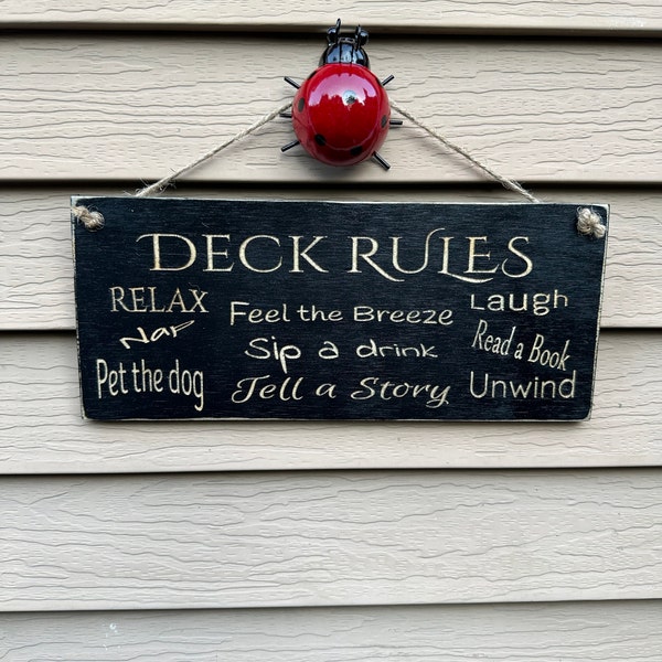 Backyard Rules Wood Carved Hanging Sign | Outdoor Sign | Deck Sign ...